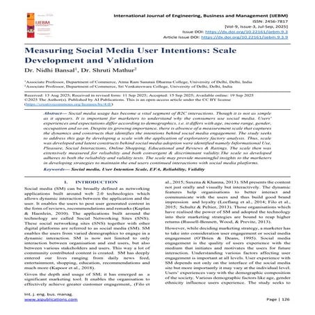 Measuring Social Media User Intentions: Scale Development and ...