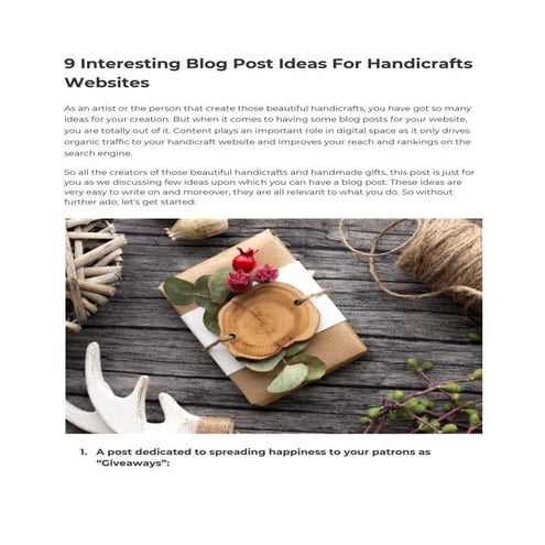 9 interesting blog post ideas for handicrafts websites | PDF