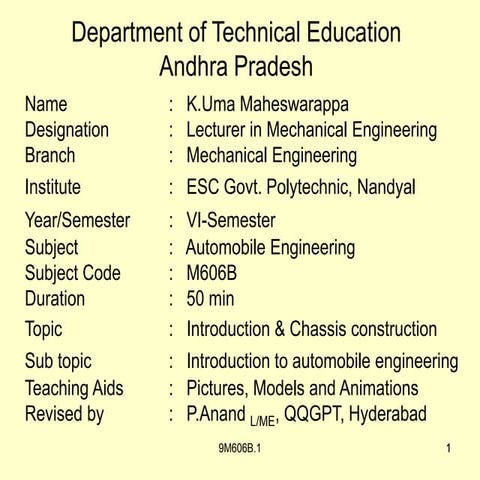Automobile notes and ppt on basic automation | PPT