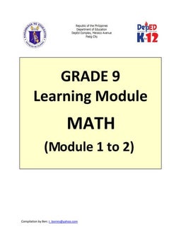 K TO 12 GRADE 9 LEARNER’S MATERIAL IN MATHEMATICS | PDF
