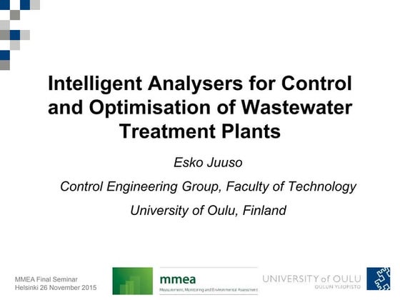 Control and optimization of wastewater treatment plants | PPT