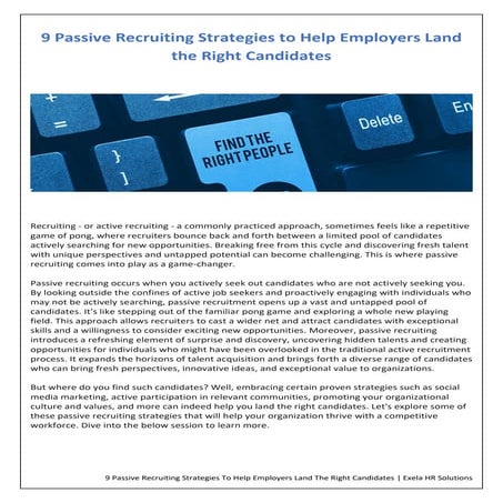 9 Passive Recruiting Strategies To Help Employers Land The Right ...