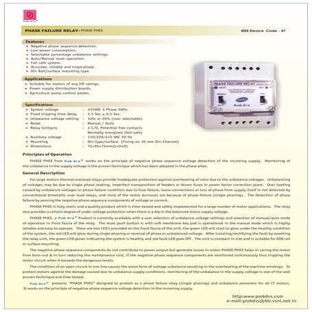 phase failure relay | phase failure relays | | PDF