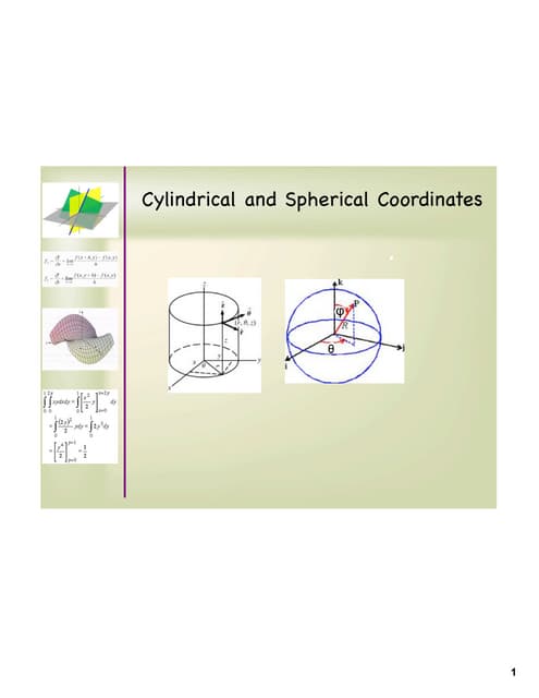 Lesson 6: Polar, Cylindrical, and Spherical coordinates | PDF ...