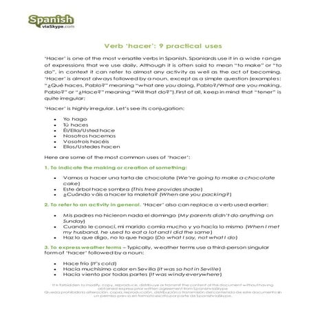 9 practical uses of hacer | PDF
