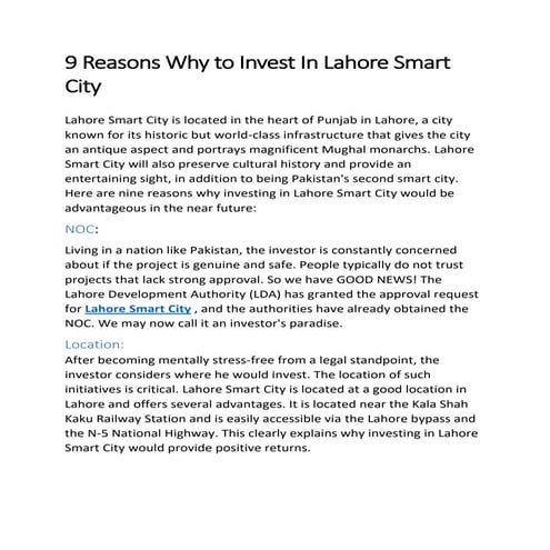 Lahore Smart City presentations