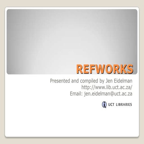 5 RefWorks Organising and Managing your references | PPTX