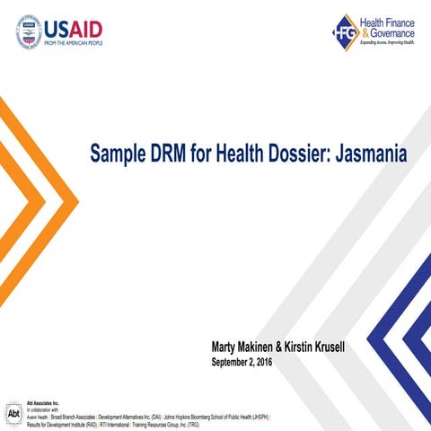 Sample DRM for Health Dossier: Jasmania | PDF