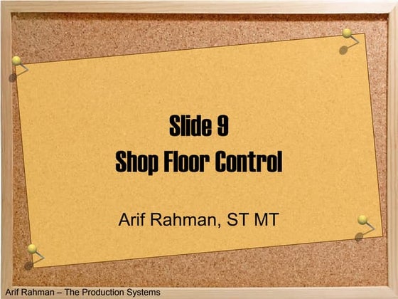 Shop floor control and management in CIM | PPT