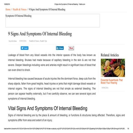 9 signs and symptoms of internal bleeding yabibo | PDF | Blood ...