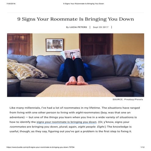 9 signs your roommate is bringing you down | PDF