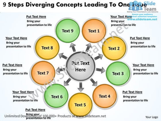 Diverging and converging process 8 stages circular flow motion diagram ...
