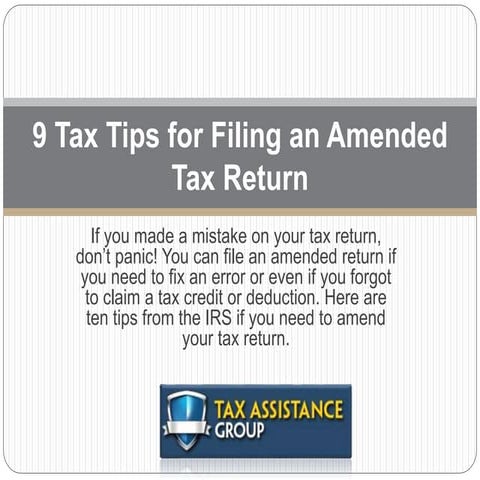 9 Tax Tips for Filing an Amended Tax Return | PPT