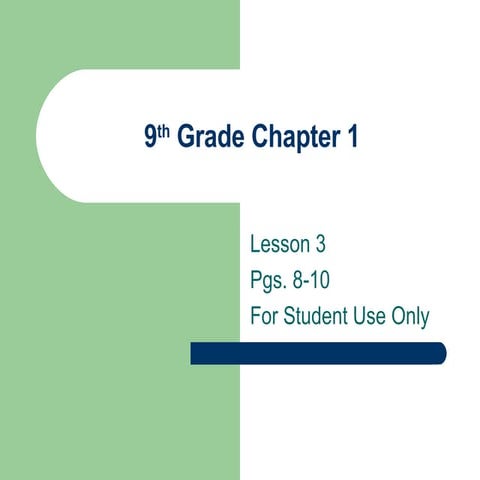 9th Grade Chapter 1 Lesson 3 | PPT