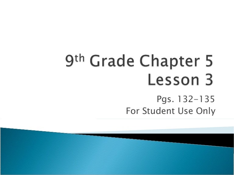 9th Grade Chapter 5 Lesson 3 