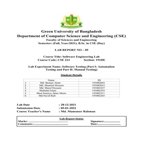 9th lab-report | PDF | Computer Software and Applications | Computing