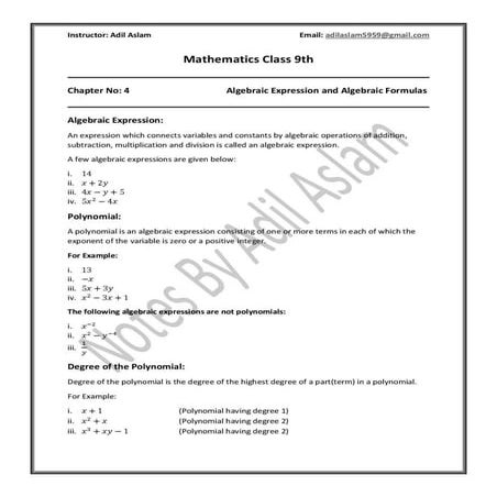 Grade 9 / O level Mathematics(Chapter #4) I AHSAN IRSHAD | PDF