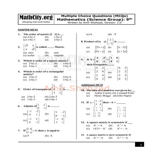 Class 9th Mcq for Preparing Exams , Maths | PDF