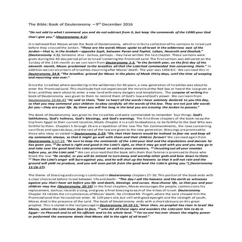 9th December 2016 - The Bible - Book of Deuteronomy | PDF