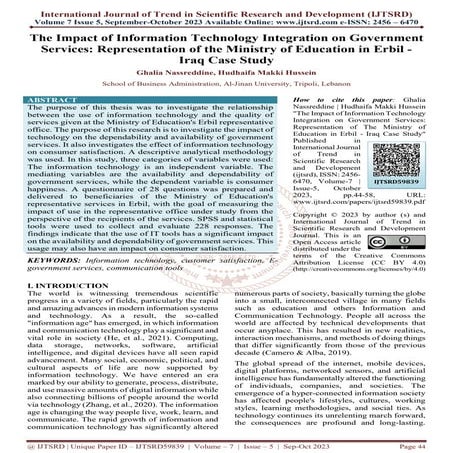 The Impact of Information Technology Integration on Government Services ...