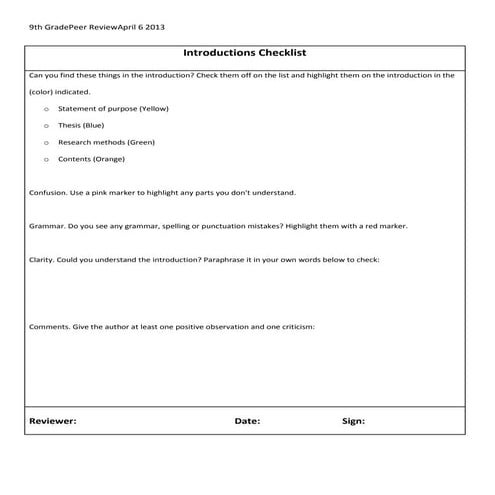 Peer Review Worksheet | DOCX