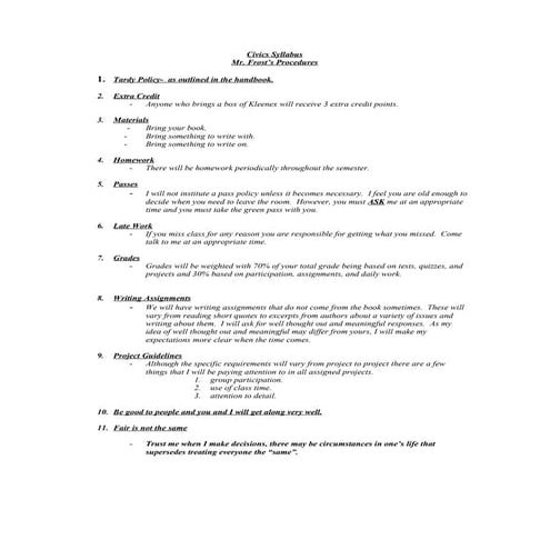 9th grade syllabus | DOC | Homework and Study | Education