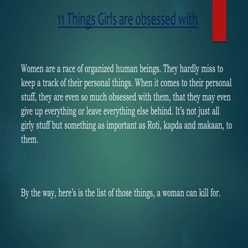 9 things girls are obsessed with blog-soumi slide | PPTX