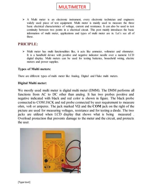 Lab 2 multimeter | DOCX