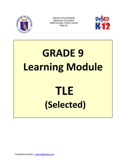 K TO 12 T.L.E MODULE GRADE 8 | PDF