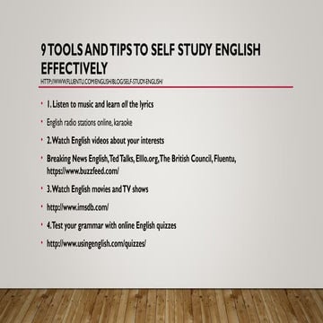 9 tools and tips to self study english | PPT