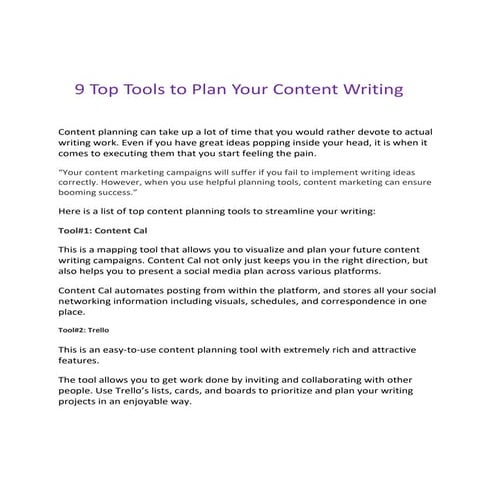 9 top tools to plan your content writing | PDF