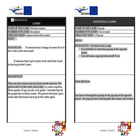 9 traditional games worksheet | DOCX