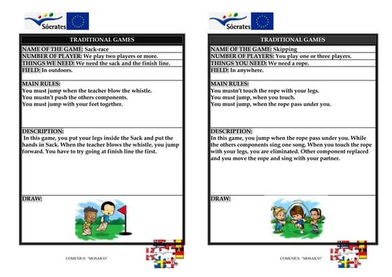 9 traditional games worksheet | PPT