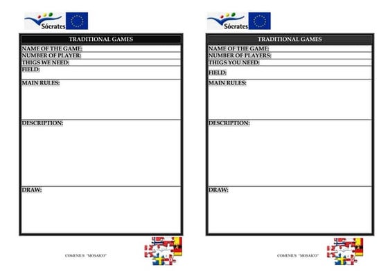 9 traditional games worksheet (1) | PPT