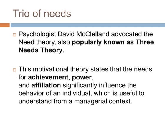 McClelland's Theory of Needs | PPTX