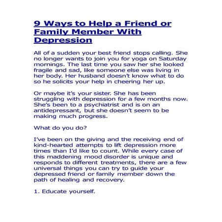 9 ways to help a friend or family member with depression | DOCX