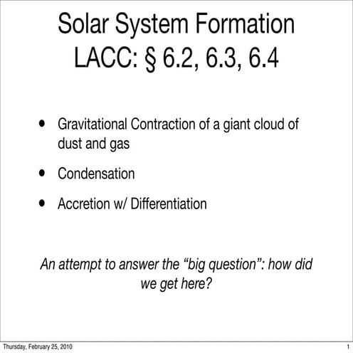 A1 05 Sol Sys Formation | PPT