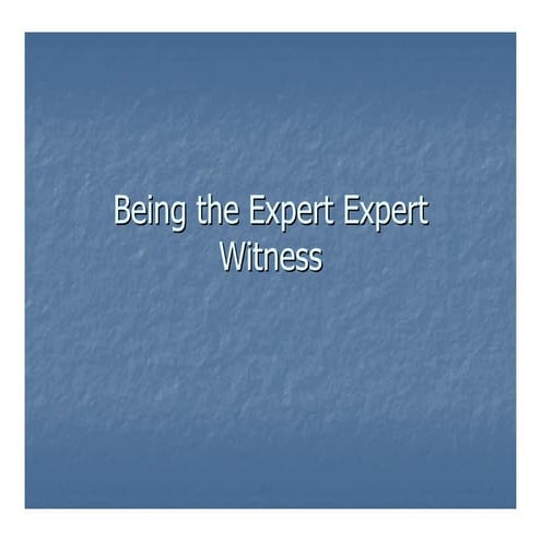 Being The Expert Expert Witness | PDF