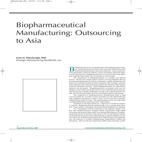 Biopharmaceutical Manufacturing In Asia | PDF