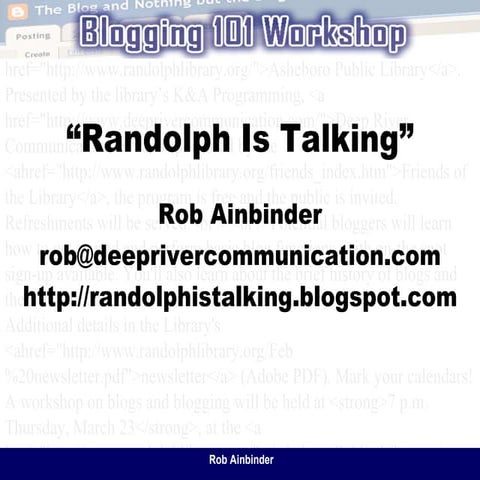 Blogging 101 Workshop | PPT