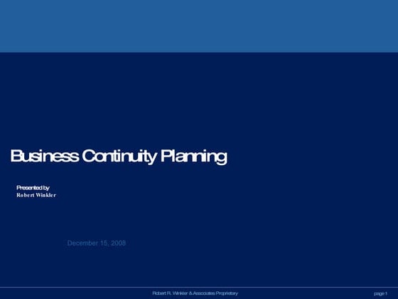 Business continuity plan | PPTX
