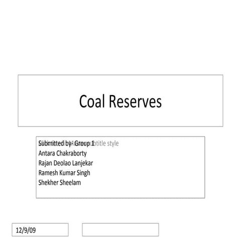 Coal Reserve Of World And India | ODP