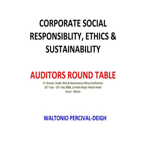 Corporate Social Responsiblity, Ethics & Sustainability | PPT