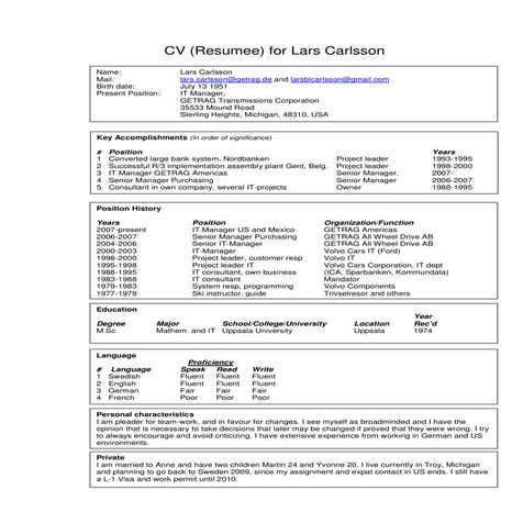 Cv Anders Wannberg Jan 2011 | PDF