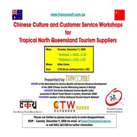 Chinese Culture & Customer Service Workshops For Regional Tnq December ...