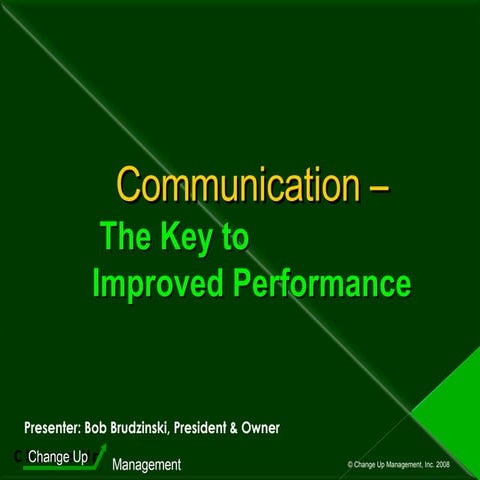 Communication The Key To Performance | PPT