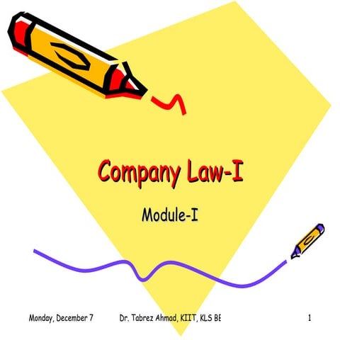 Company Law I. 3rd Lecture Ppt | PPT