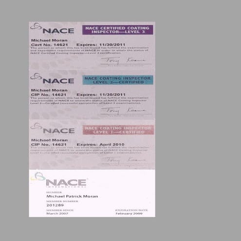 NACE Certified Coating Inspector Certifications | PDF