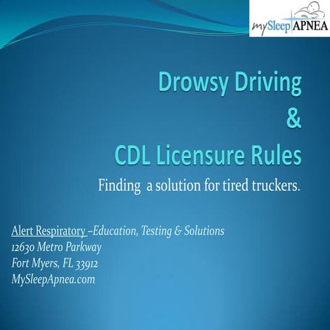 Drowsy Driving & Cdl Licensure Rules Pp | PDF | Sleep Disorders ...