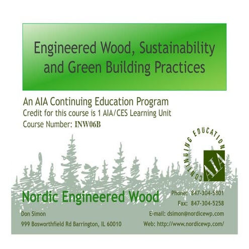 Engineered Wood, Sustainability And Green Building Practices | PDF
